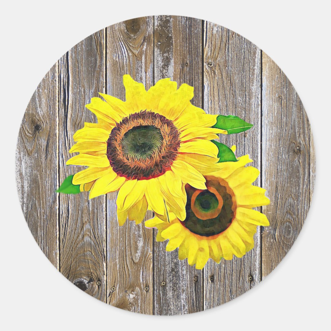 Sunflower and Rustic Wood Stickers | Zazzle