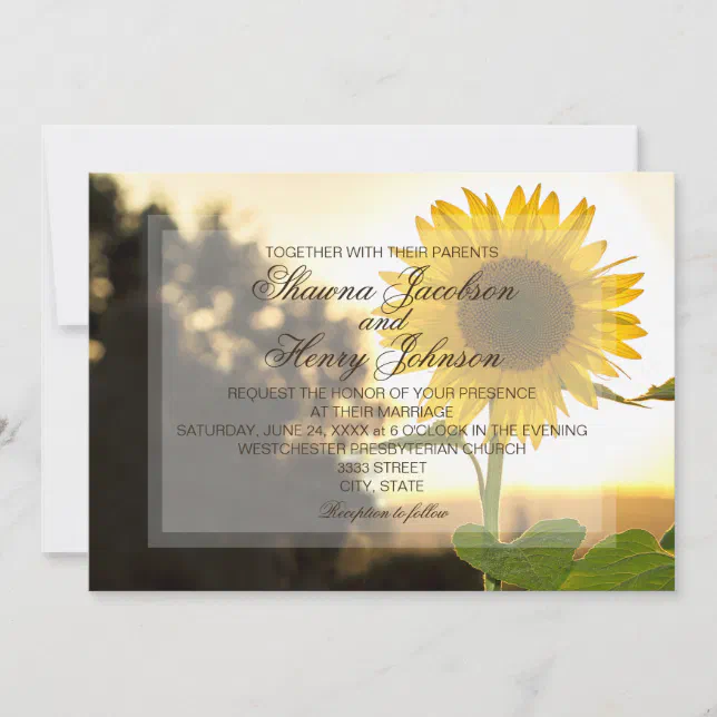 Sunflower and Sunset Wedding Invitation | Zazzle