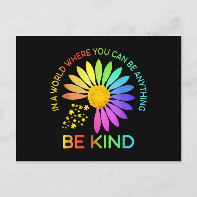 Sunflower Autism Awareness Be Kind Puzzle Mom Postcard | Zazzle