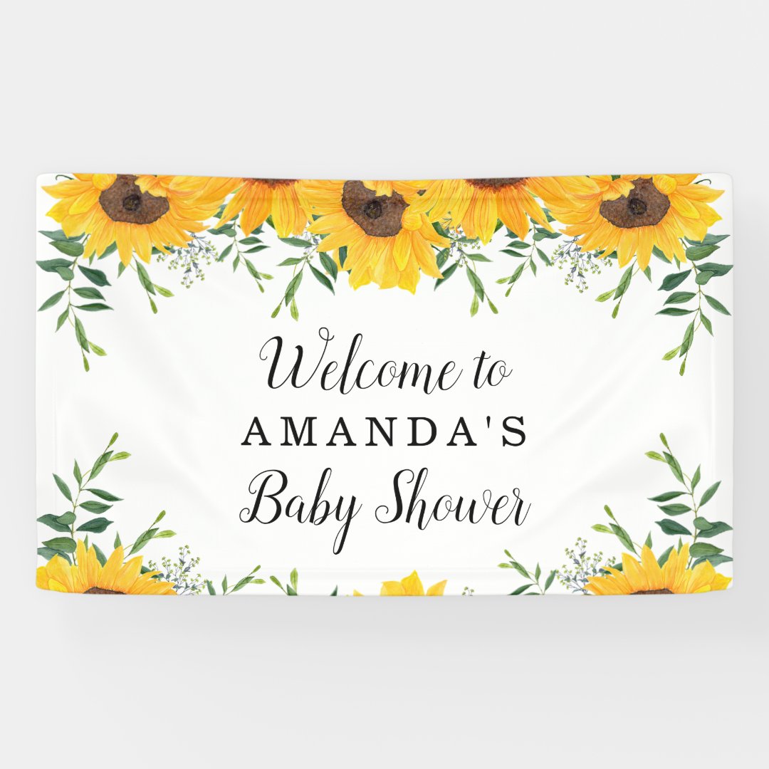 Sunflower Baby Shower Backdrop Banner | Zazzle