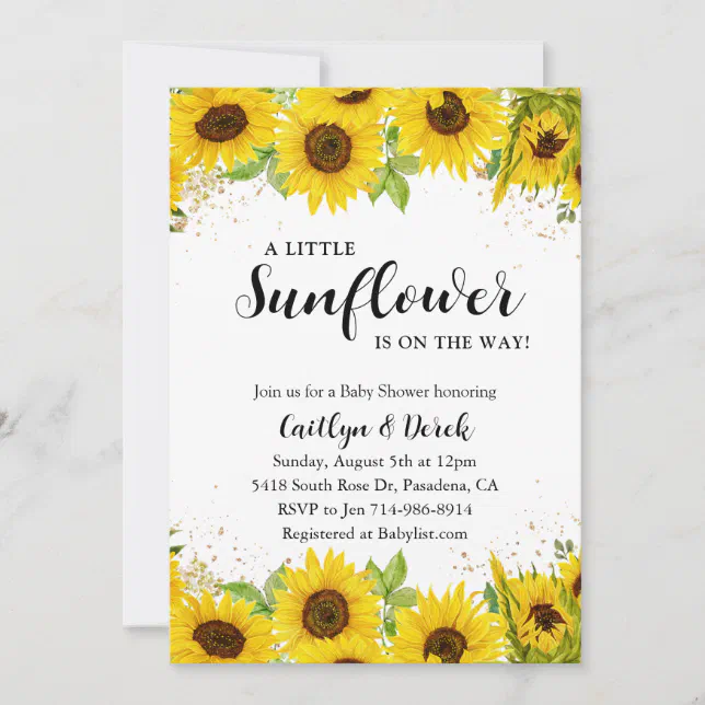 Sunflower Baby Shower Invitation | Zazzle