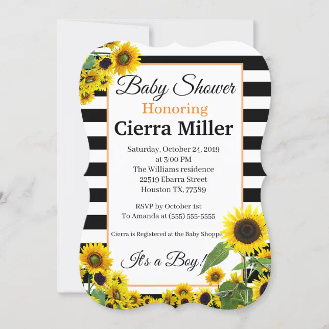 Sunflower Baby Shower Invitation | Zazzle
