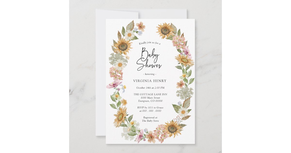 Sunflower Baby Shower Invitation | Zazzle