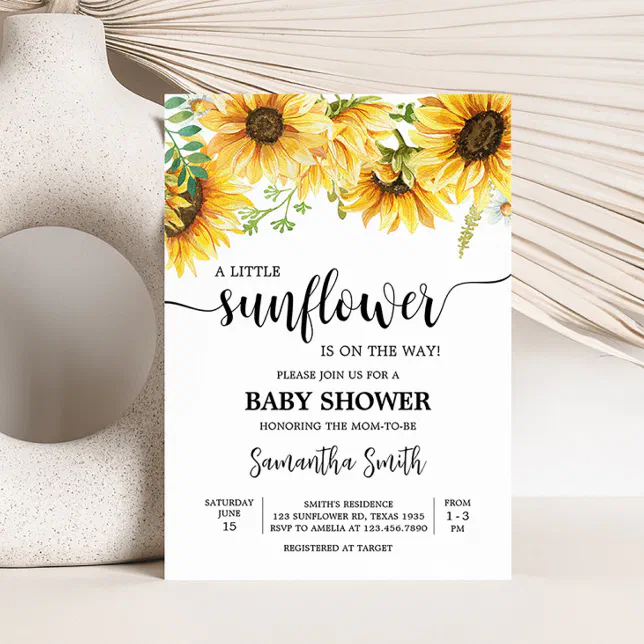 Sunflower Baby Shower Invitation | Zazzle
