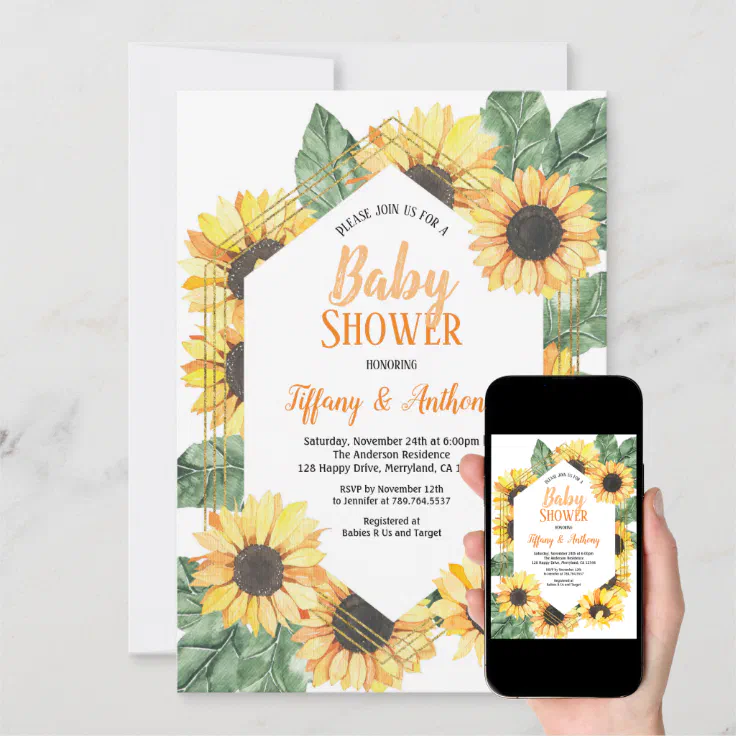 Sunflower Baby Shower Invitation | Zazzle