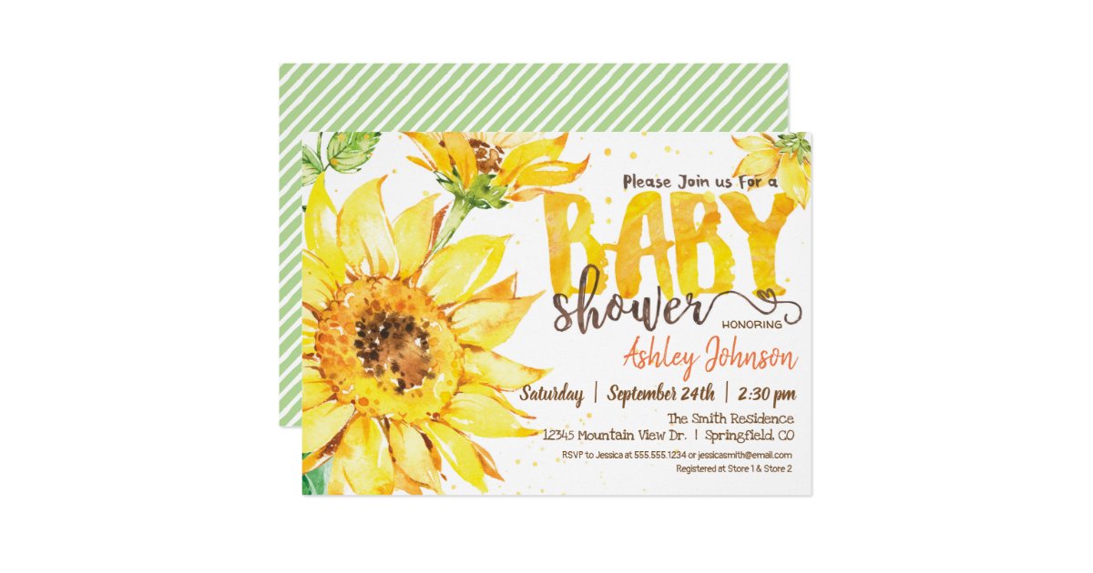 Sunflower Baby Shower invitation | Zazzle.com