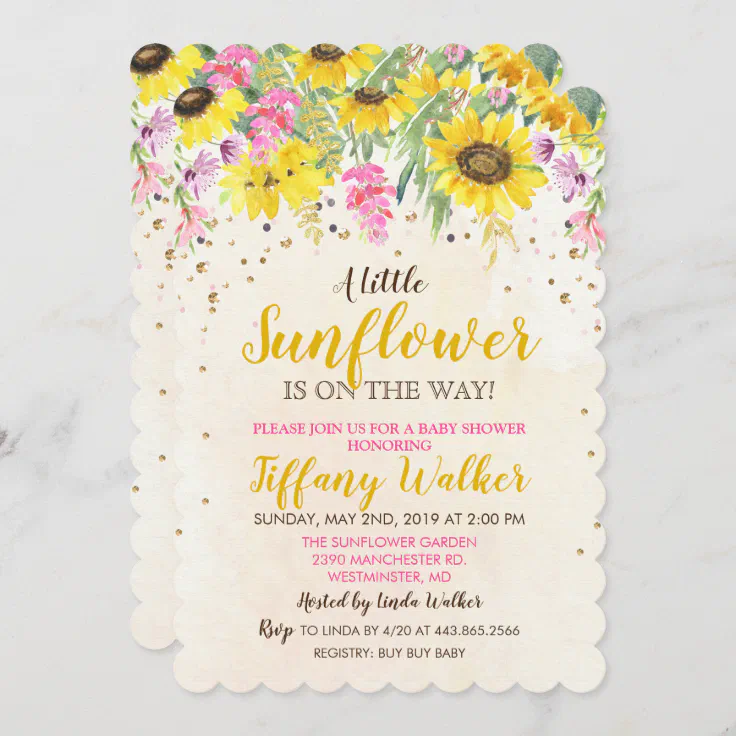 Sunflower Baby Shower Invitation | Zazzle