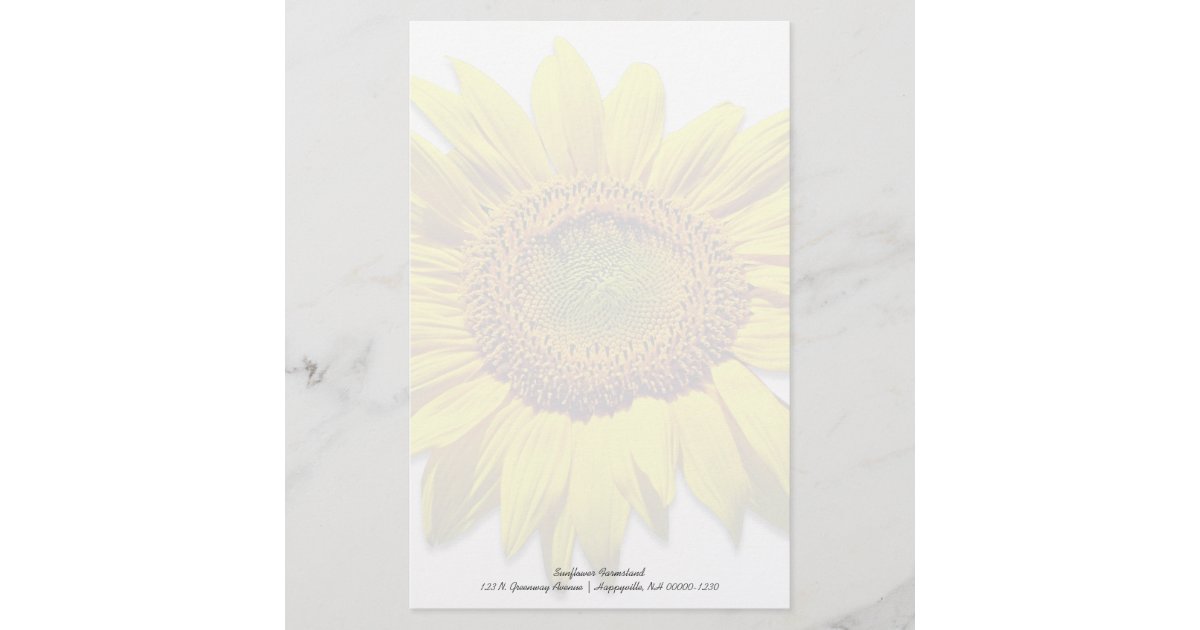 Sunflower Background Blank Custom Note Paper | Zazzle