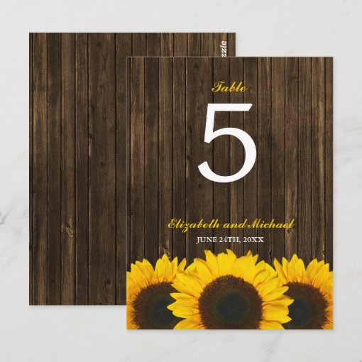 Sunflower Barn Wood Wedding Table Number | Zazzle