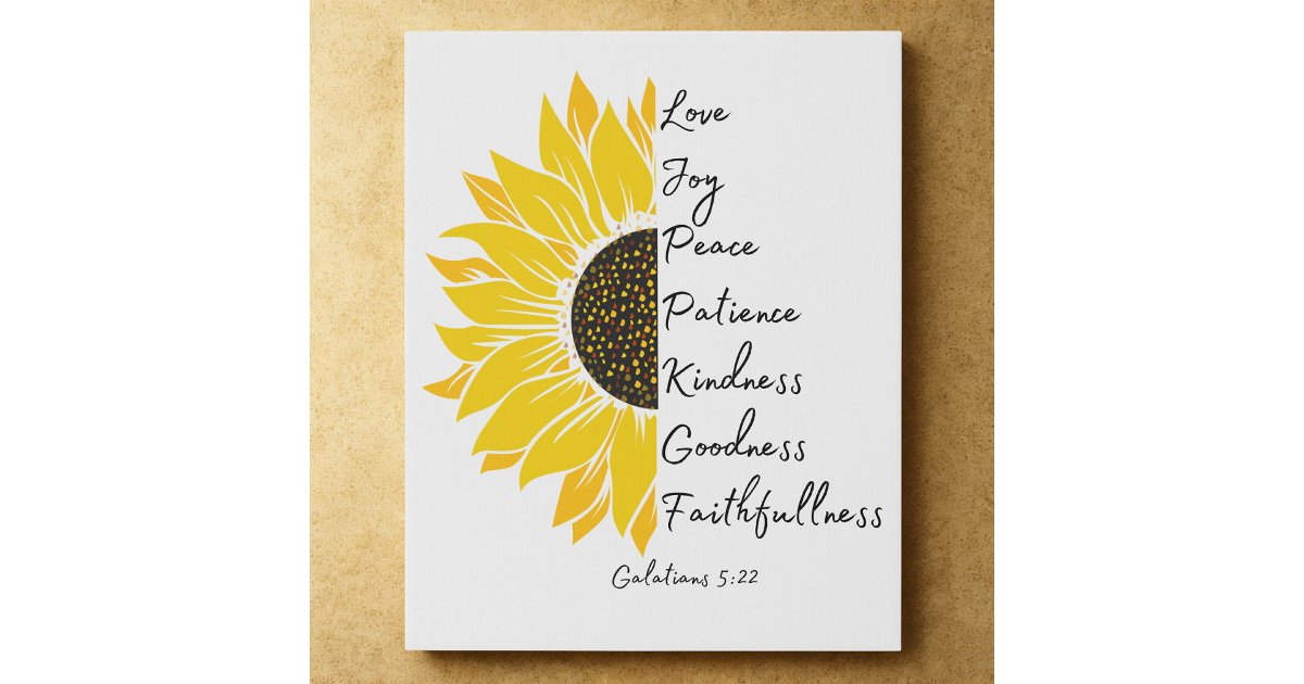 Sunflower Bible Verse Faux Canvas Print | Zazzle
