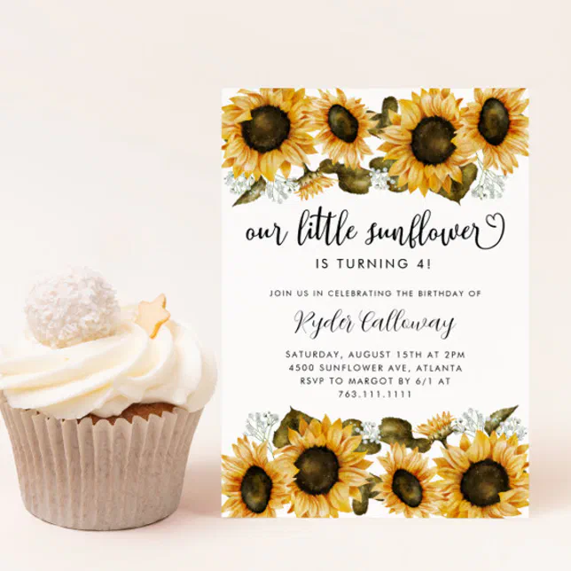 Sunflower Birthday Party Invitation | Zazzle
