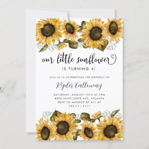 Sunflower Birthday Party Invitation | Zazzle