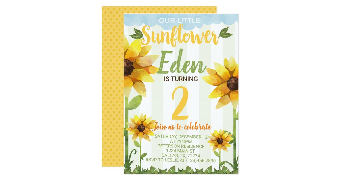 Sunflower Birthday Party Invitation Invite | Zazzle.com