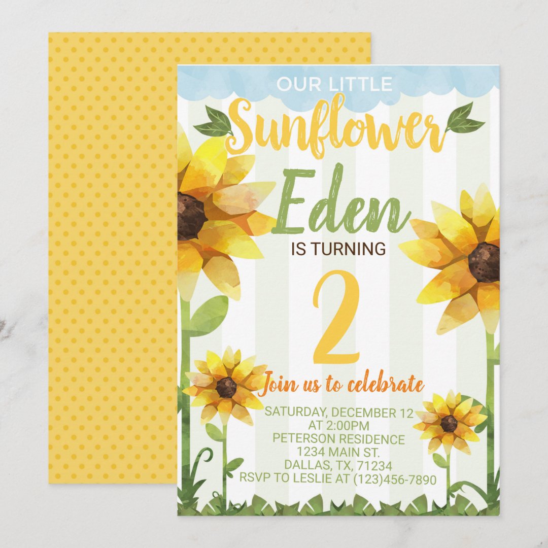 Sunflower Birthday Party Invitation Invite | Zazzle