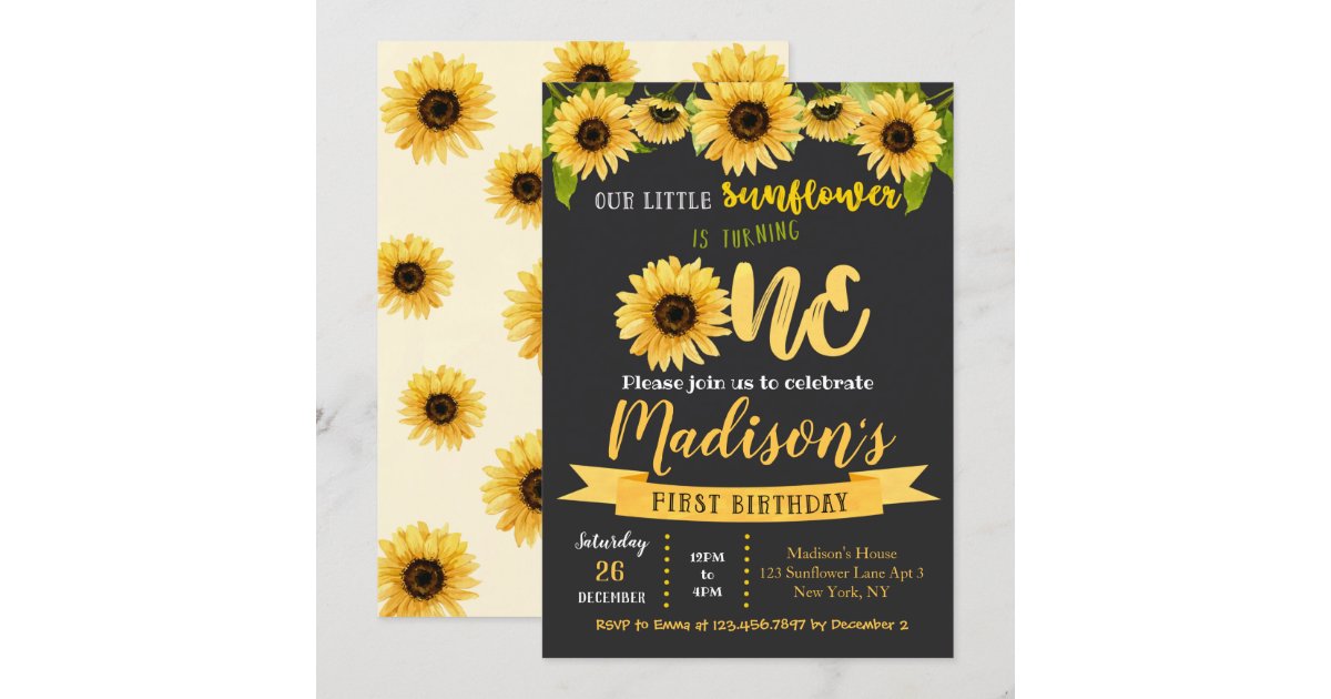 Sunflower Birthday Party Invitations | Zazzle