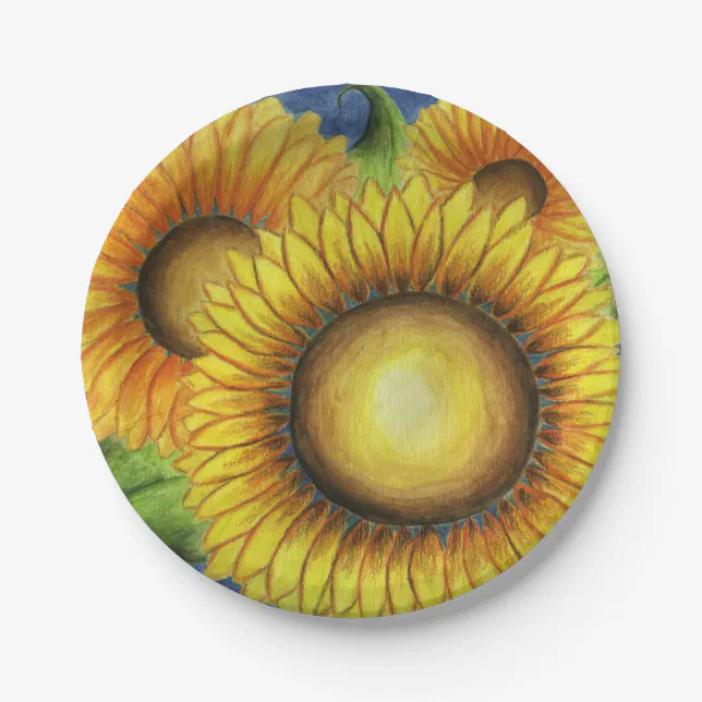 Sunflower Birthday Wedding Party Paper Plates | Zazzle