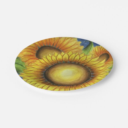 Sunflower Birthday Wedding Party Paper Plates | Zazzle