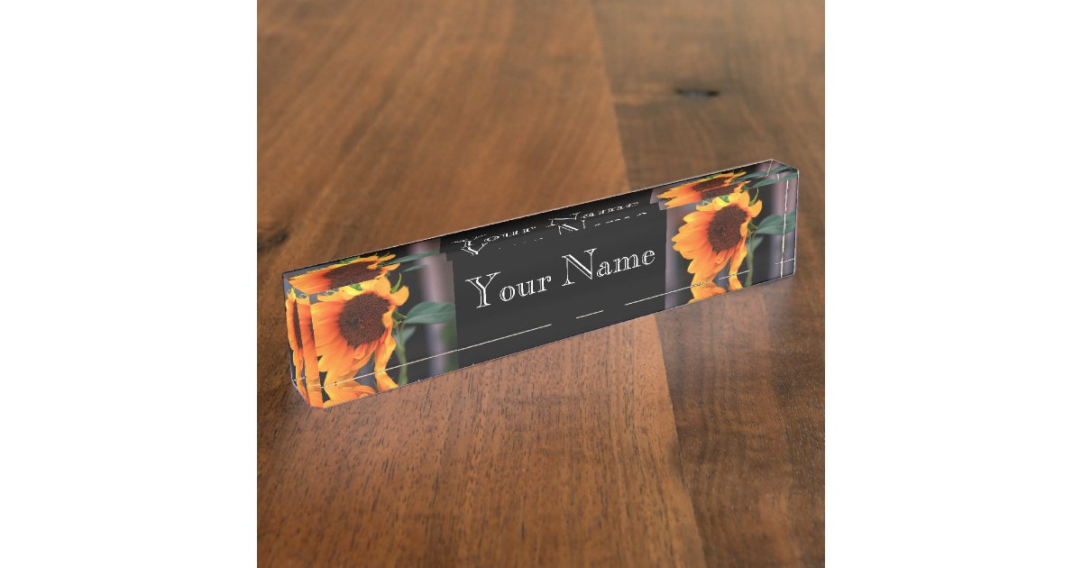 Sunflower bloom desk name plate | Zazzle
