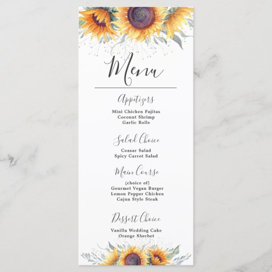 Sunflower Bloom | Floral Menu | Zazzle.com
