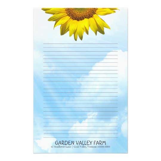 Sunflower Blue Sky Lined Personal Writing Paper | Zazzle.com