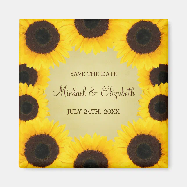 Sunflower Border Save the Date Magnet | Zazzle