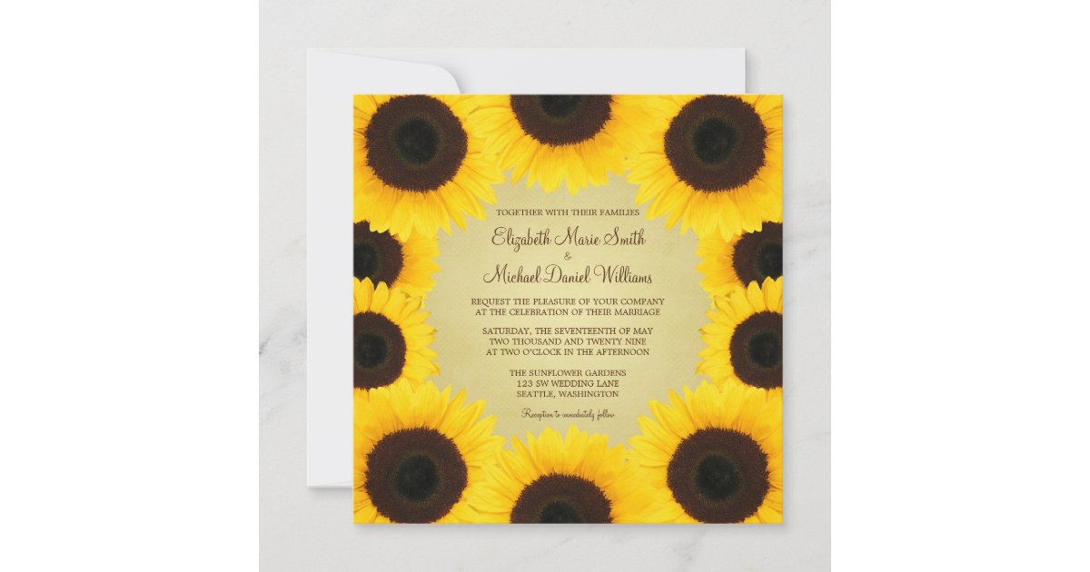 Sunflower Border Wedding Invitation | Zazzle