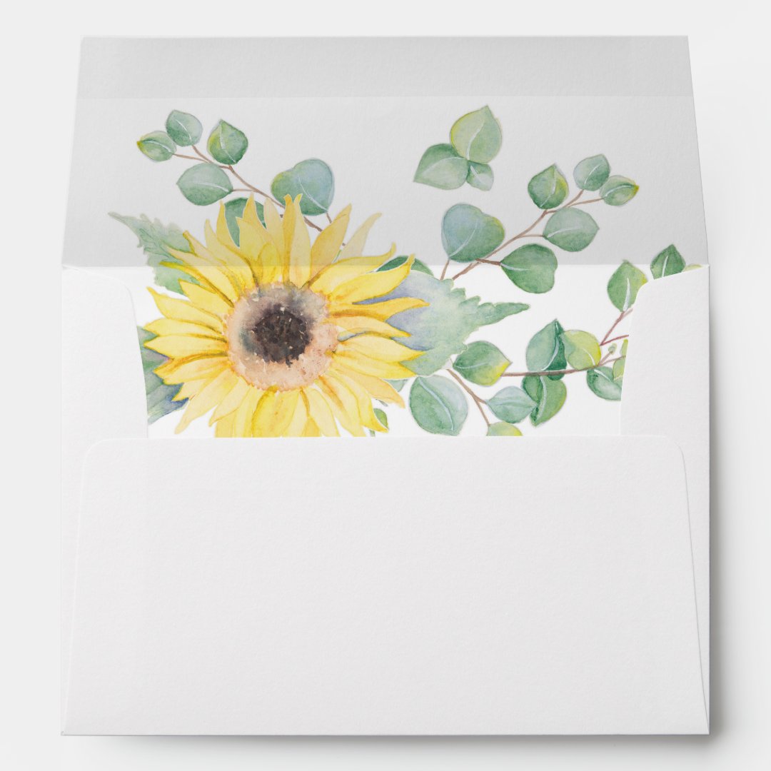Sunflower Botanical Envelope, Watercolor Envelope | Zazzle