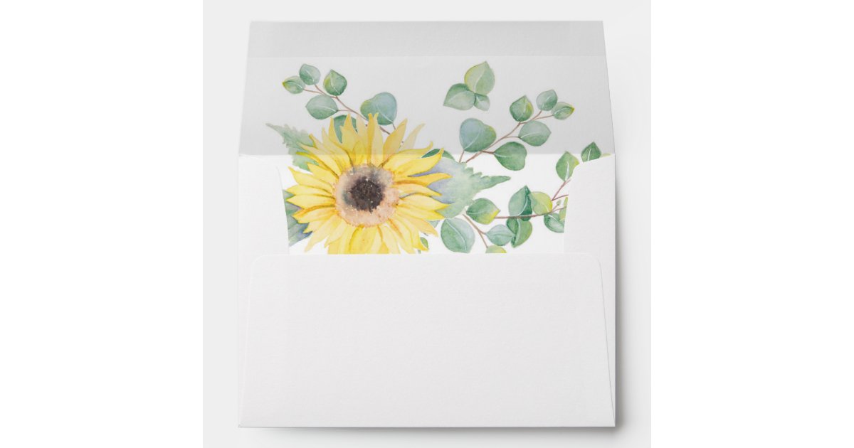 Sunflower Botanical Envelope, Watercolor Envelope | Zazzle