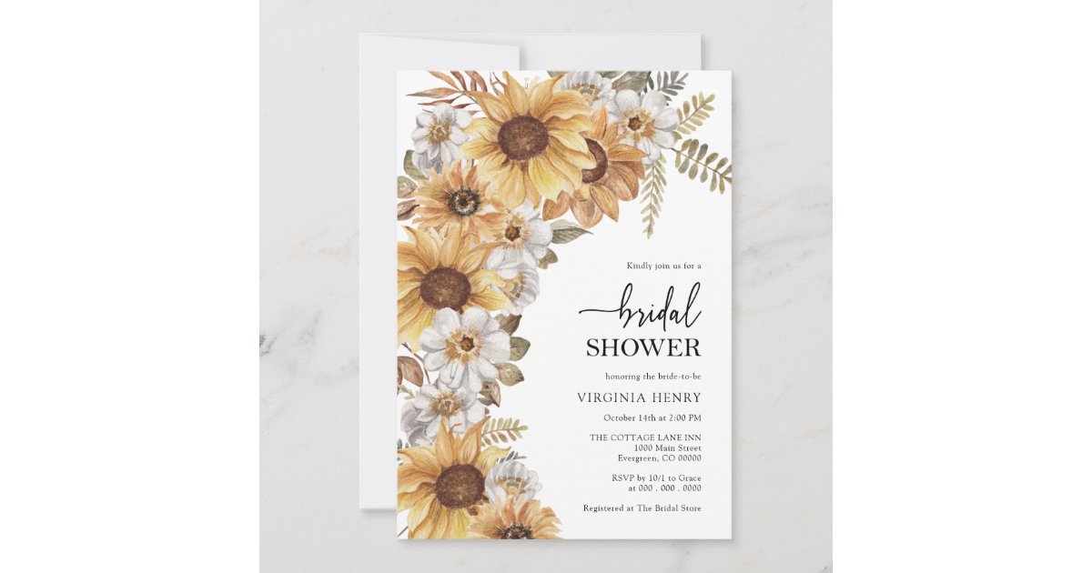 Sunflower Bridal Shower Invitation | Zazzle