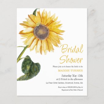 Sunflower | Bridal Shower Invitation | Zazzle