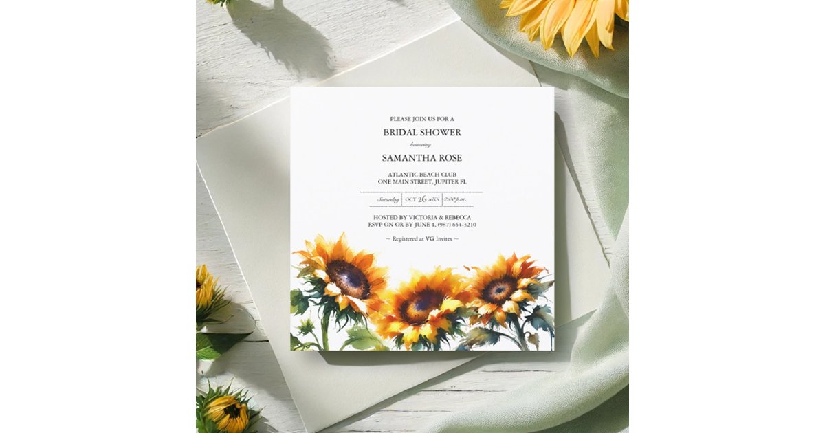 Sunflower Bridal Shower Invitations | Zazzle