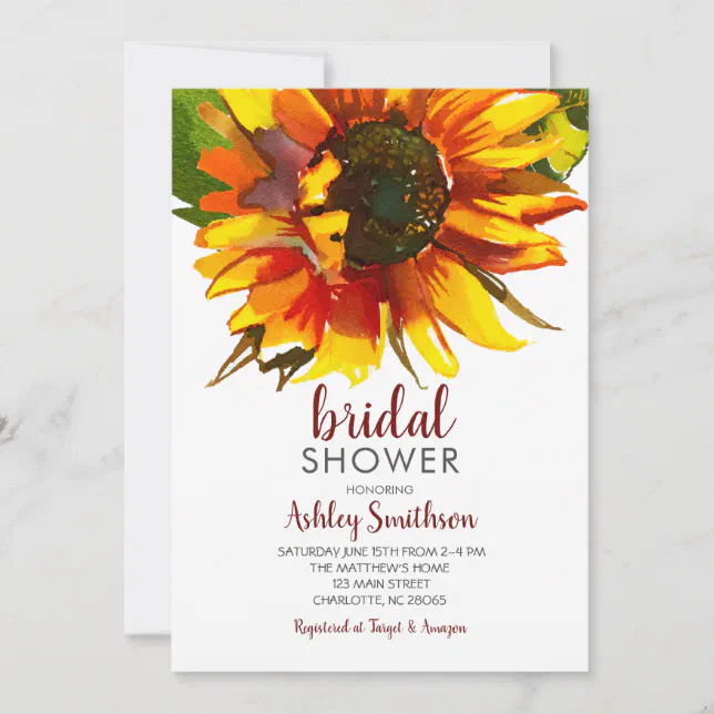 Sunflower Bridal Shower Invitations, Invitation | Zazzle