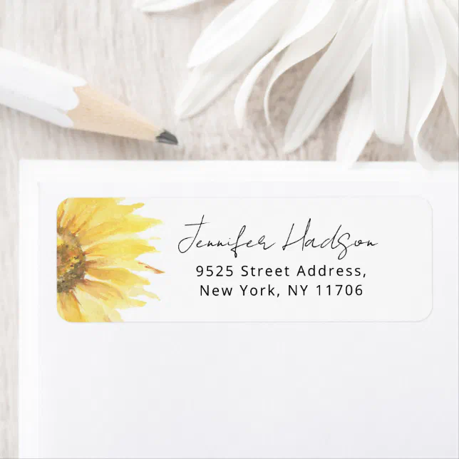 Sunflower bridal shower Return Address Label | Zazzle