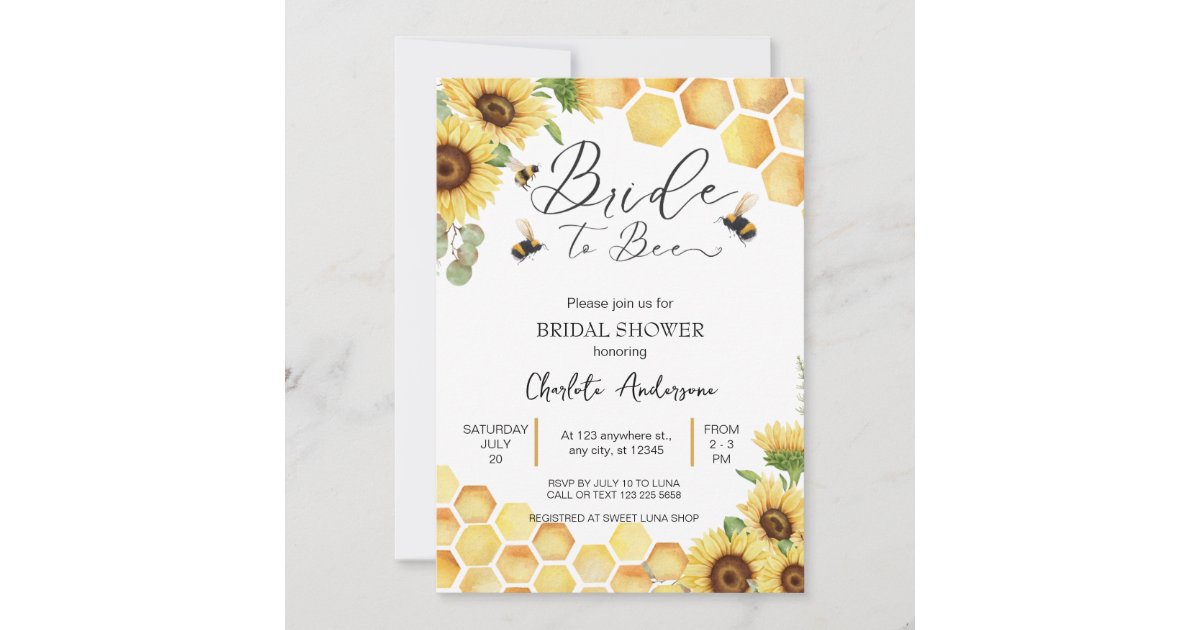 Sunflower Bride to Bee Rustic Bridal Wedding Invitation | Zazzle