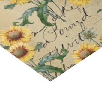 Sunflower Bunches and Cursive Decoupage Tissue Paper | Zazzle
