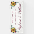 Sunflower Burgundy Rose Floral Wedding Welcome Banner | Zazzle