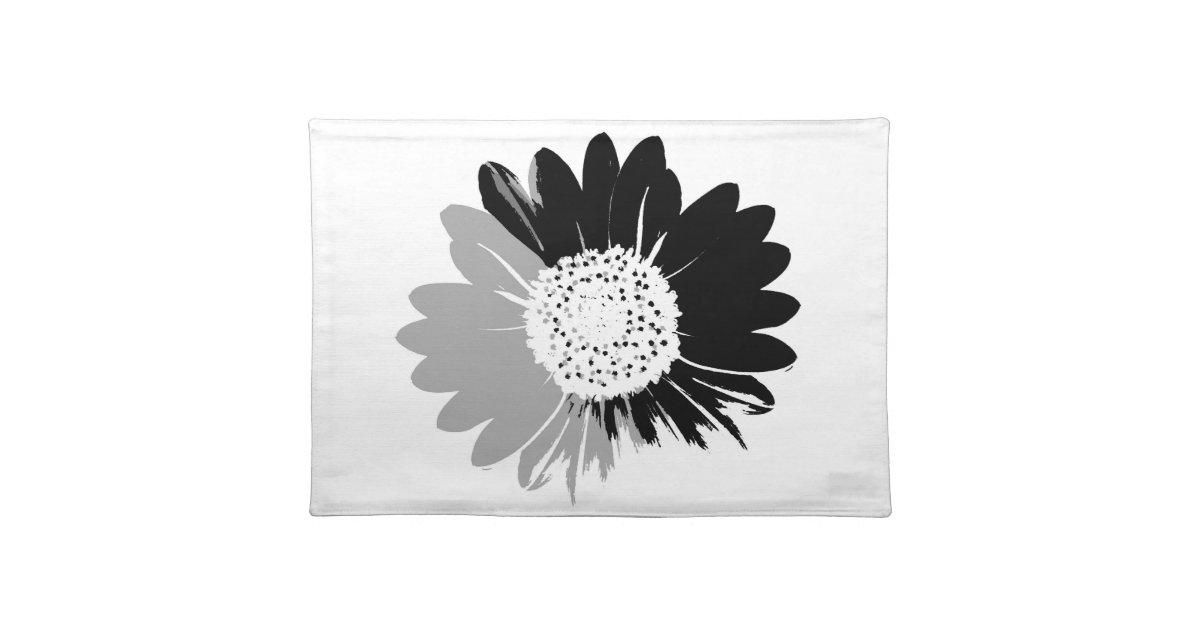 Sunflower BW Placemat | Zazzle