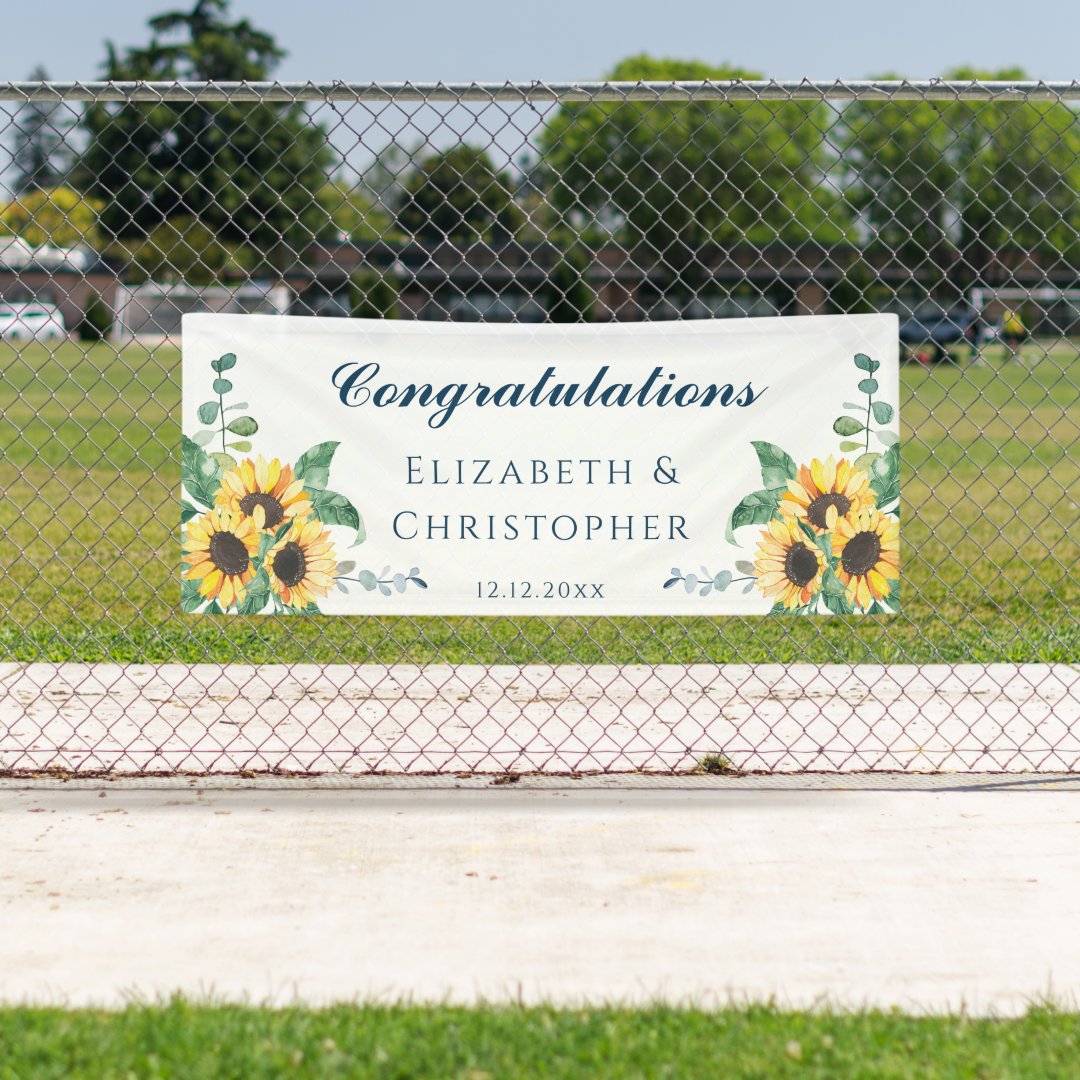 Sunflower Congratulations Wedding Reception Banner | Zazzle