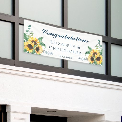 Sunflower Congratulations Wedding Reception Banner | Zazzle