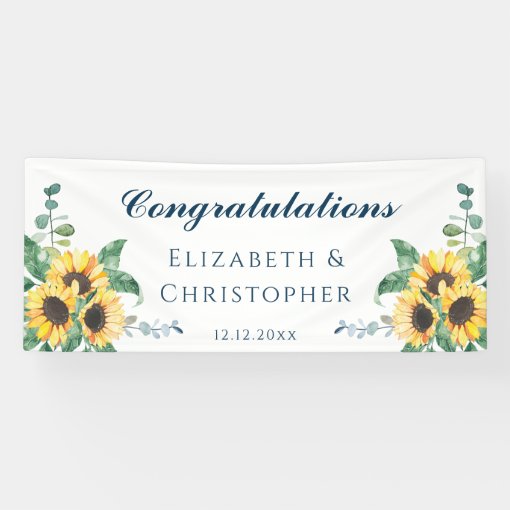 Sunflower Congratulations Wedding Reception Banner | Zazzle