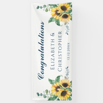 Sunflower Congratulations Wedding Reception Banner | Zazzle