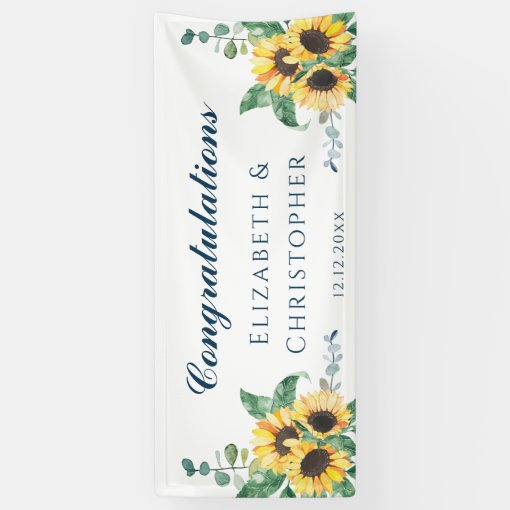 Sunflower Congratulations Wedding Reception Banner | Zazzle