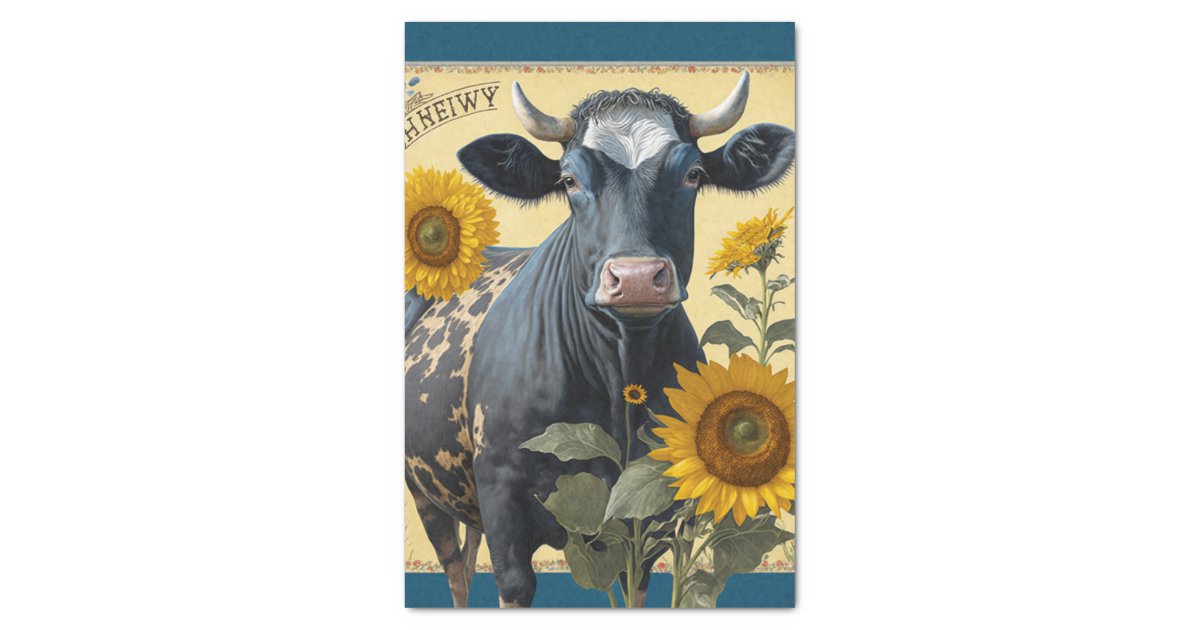 Sunflower Cow Tissue Paper | Zazzle