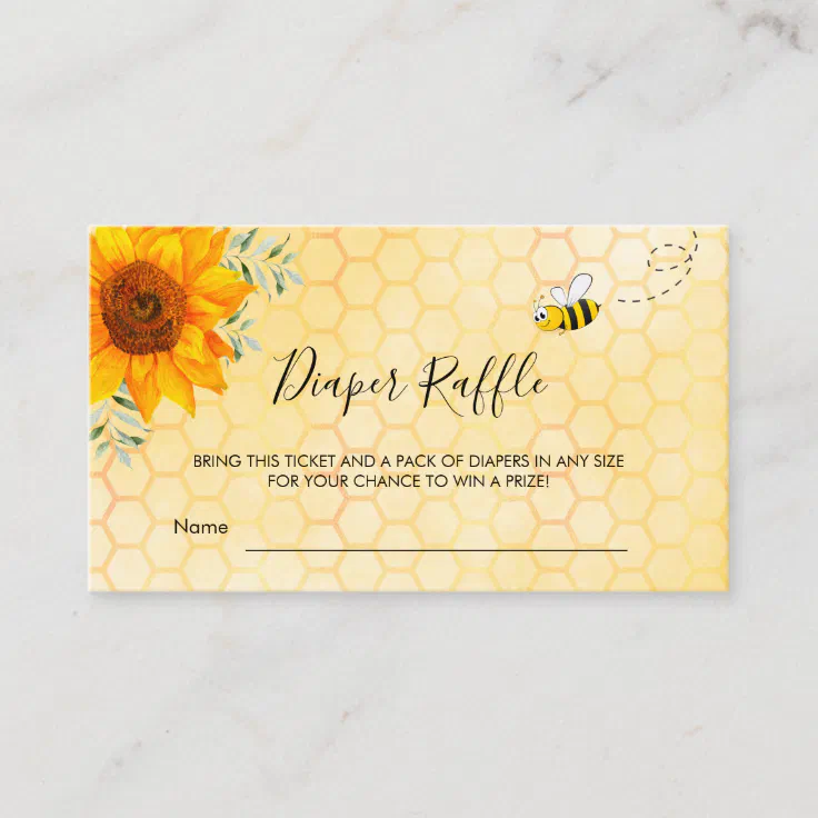 Sunflower cute bumble bee diaper raffle ticket enclosure card | Zazzle