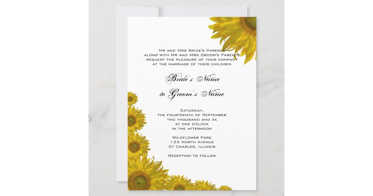 Sunflower Edge Wedding Invitation | Zazzle.com