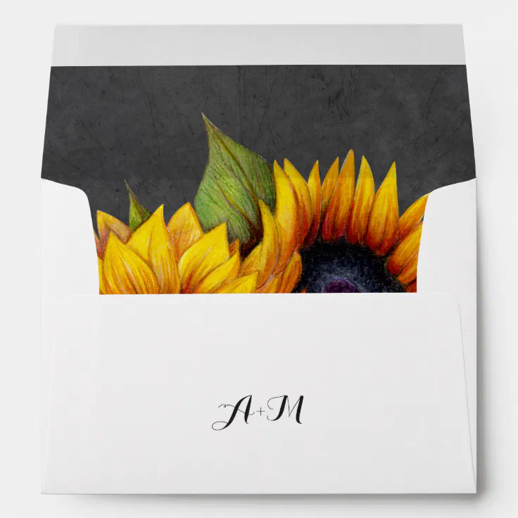 Sunflower elegant rustic fall trendy wedding envelope | Zazzle