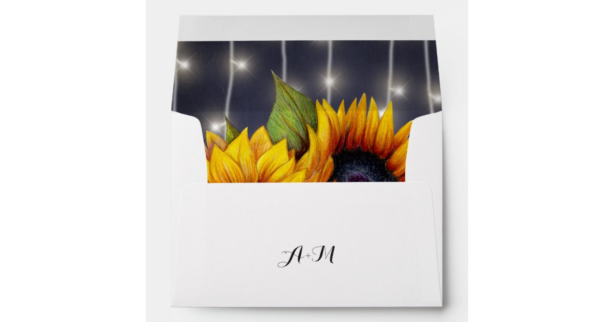 Sunflower elegant rustic fall trendy wedding envelope | Zazzle