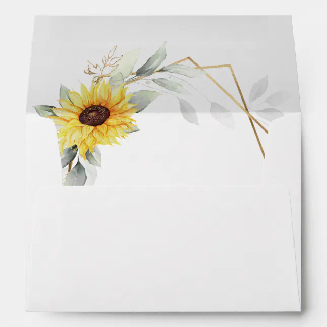 Sunflower Elegant Rustic Geometric Gold Wedding Envelope | Zazzle
