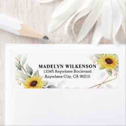 Sunflower Elegant Rustic Geometric Gold Wedding Label | Zazzle
