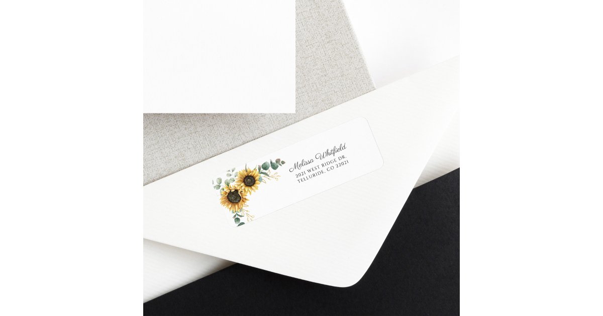 Sunflower Eucalyptus Floral Return Address Label | Zazzle